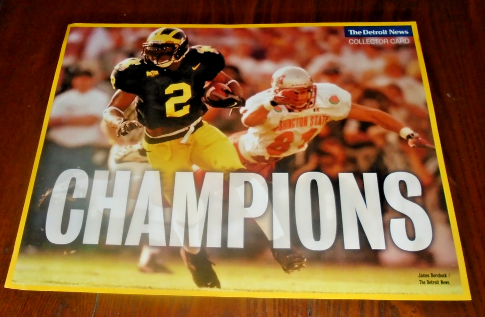 University of Michigan Dbl Sided 13"x10" 1997 Schedule+ CHAMPIONS ...