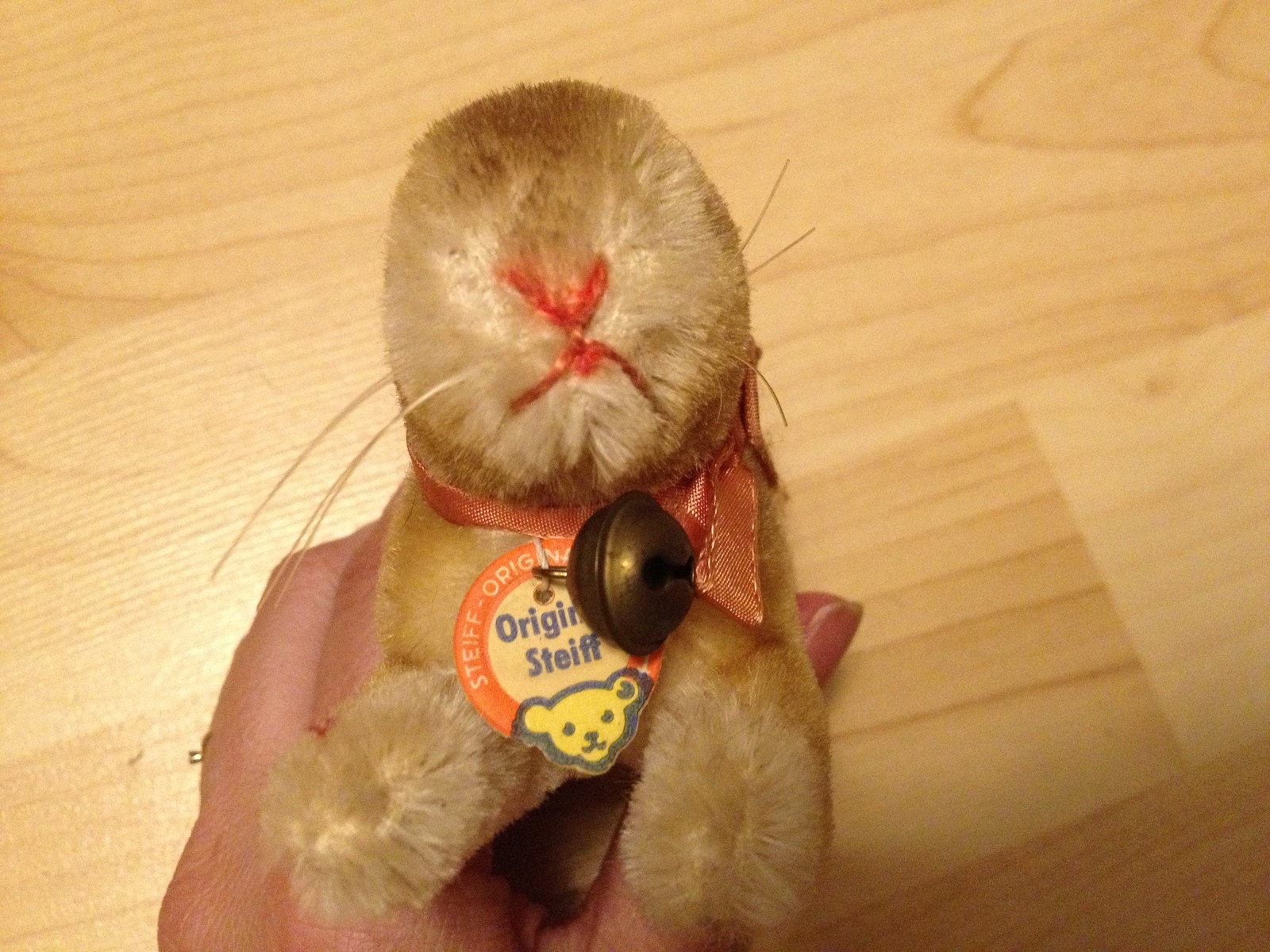 STEIFF Vintage 1950's JUMPING MOHAIR BUNNY RABBIT ALL TAGS BELL IN EAR ...