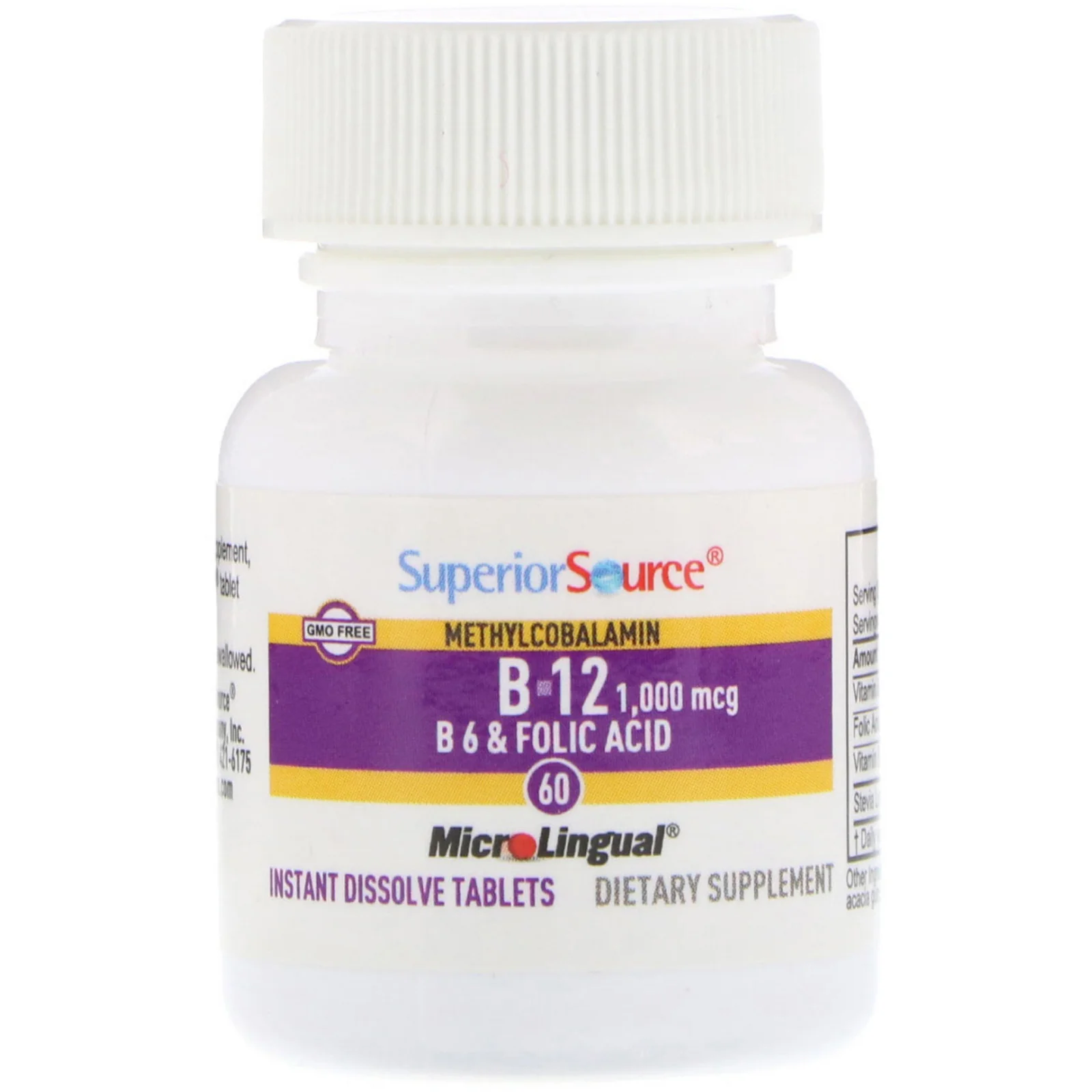 Superior Source, Methylcobalamin B-12, B-6 & Folic Acid, 1,000 mg/800 ...