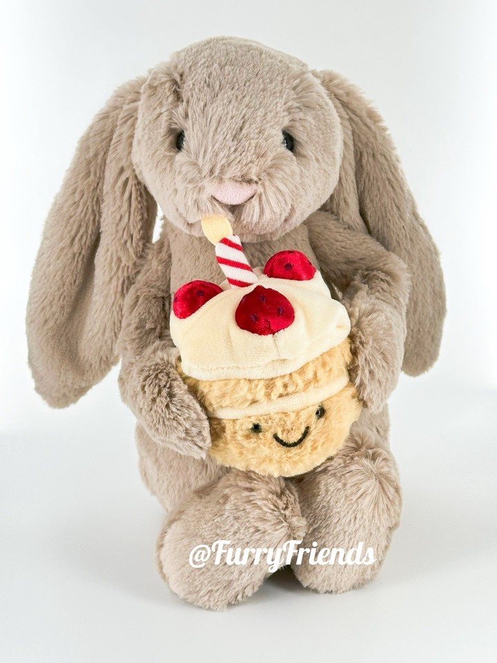 NWT Jellycat Bashful Beige Bunny Birthday Cake | eBay