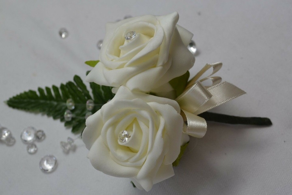 wedding flowers, brideal bouquet, cream ivory rose bridesmaid bride ...