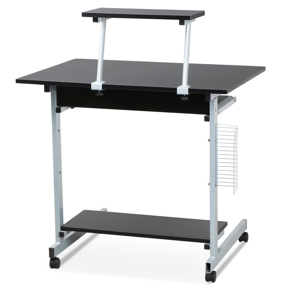 Rolling Computer Desk Workstation Writing Table w/Printer Shelf Small ...