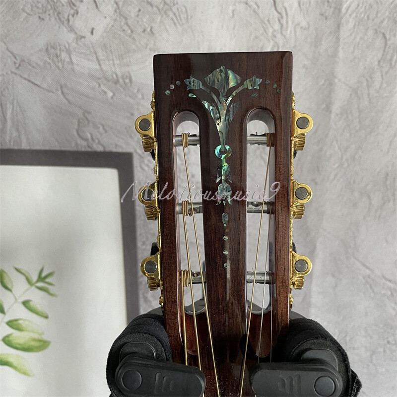 Custom Slotted Head 00045 Soild Spruce Top Acoustic Guitar Abalone ...