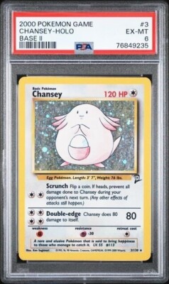 Pokemon TCG PSA 6 Chansey Base Set 2 3/130 Holo Unlimited Holo Rare | eBay