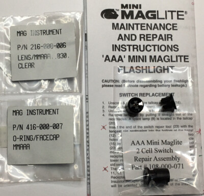 AAA 2 Cell Mini Maglite Repair Switch Assembly # 108-000-071 with New ...