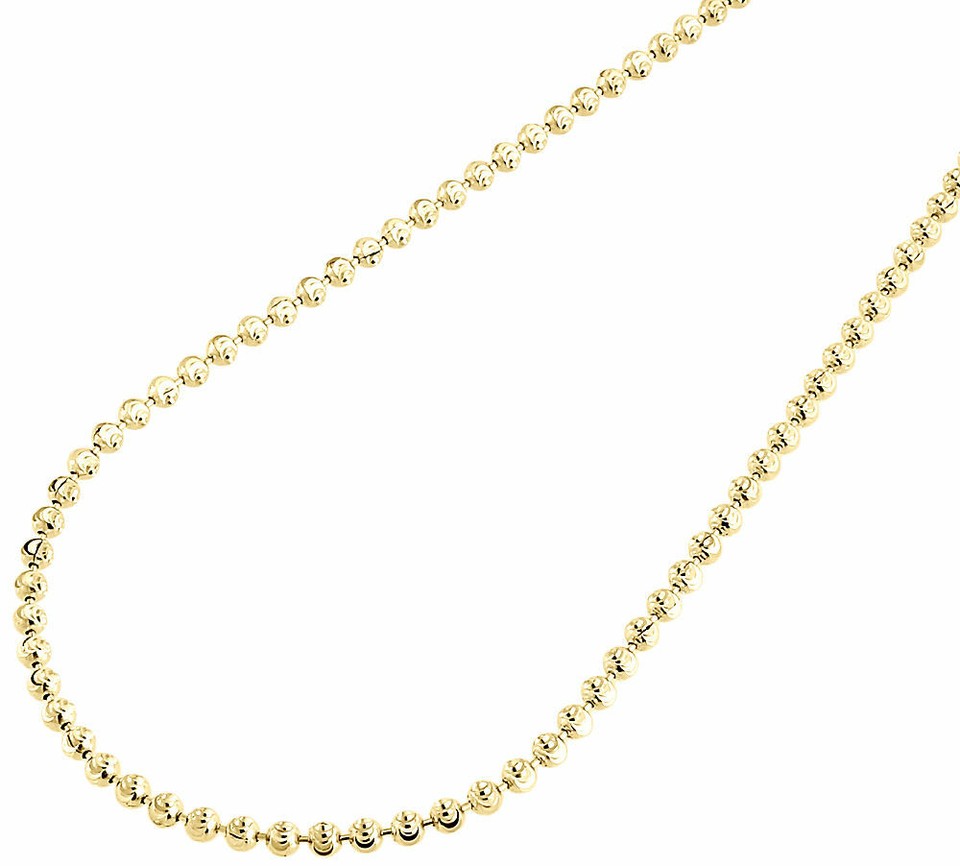 10k Yellow Gold Moon Cut Style Link New Solid Chain Necklace (2.5mm) 22 ...
