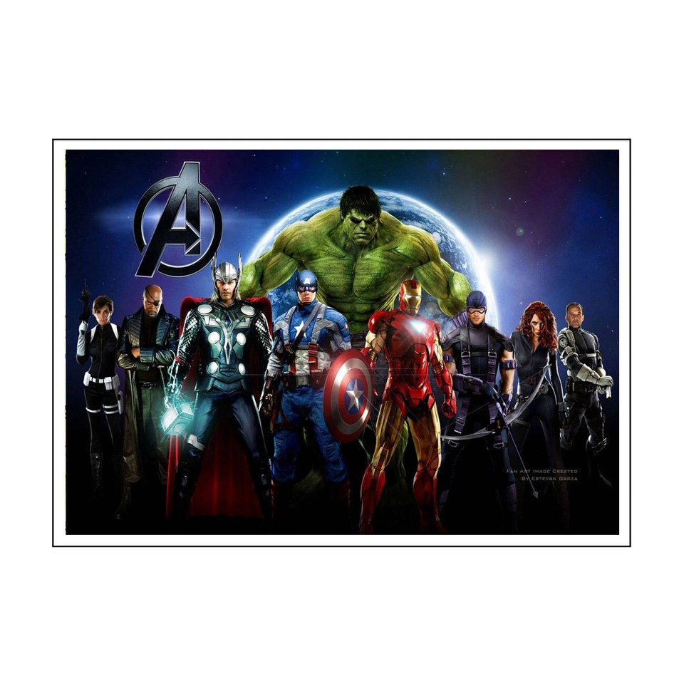 AVENGERS 4-FRAMED CANVAS WALL ART COMIC SUPERHERO PICTURE PAPER PRINT ...