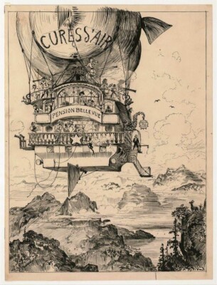 Air Cures in the Mountains Art Print by Albert Robida 1883 – Vintage ...
