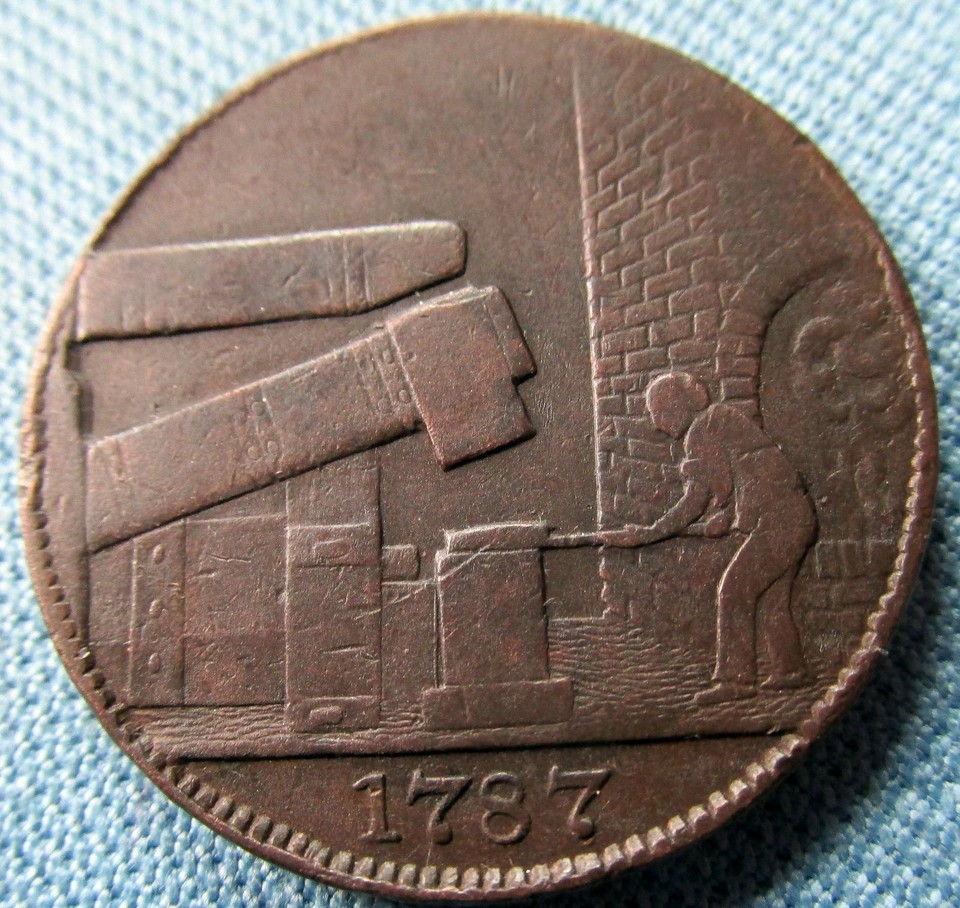 1787 John Wilkinson Iron Master Halfpenny Conder Token Forge Reverse ...
