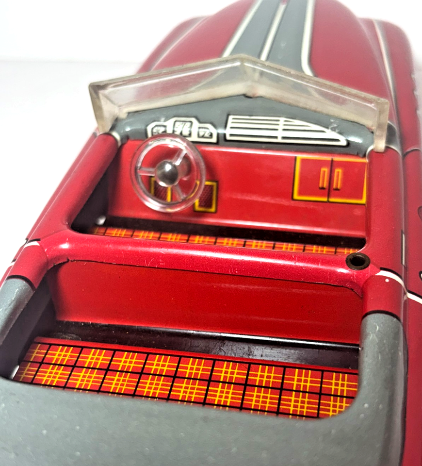 Vintage 1940s-50s Marx Tin Wind Up 11" Convertible Toy Car Red Working ...