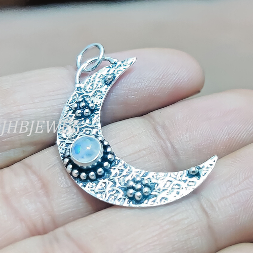 Rainbow Moonstone Gemstone Jewelry 925 Sterling Silver Moon Design Work ...