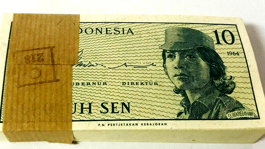 INDONESIA 100 UNC Notes x 10 Sen Sepuluh Sen 1964 Full Bundle eBay's ...