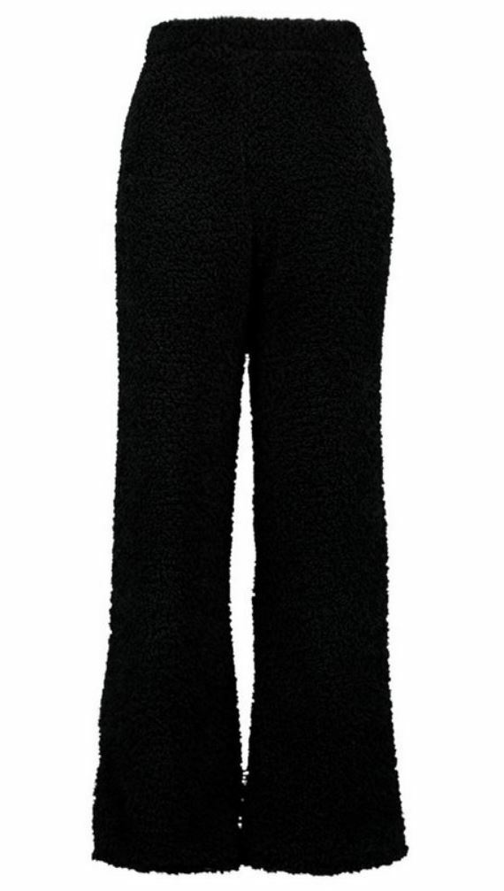 NEW Boohoo Black Wide-Leg Fluffy Comfortable Lounging Pants for Women ...