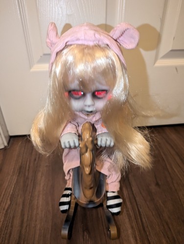 Spooky Halloween 14" Animated Creepy Doll on Rocking Horse Motion Red ...