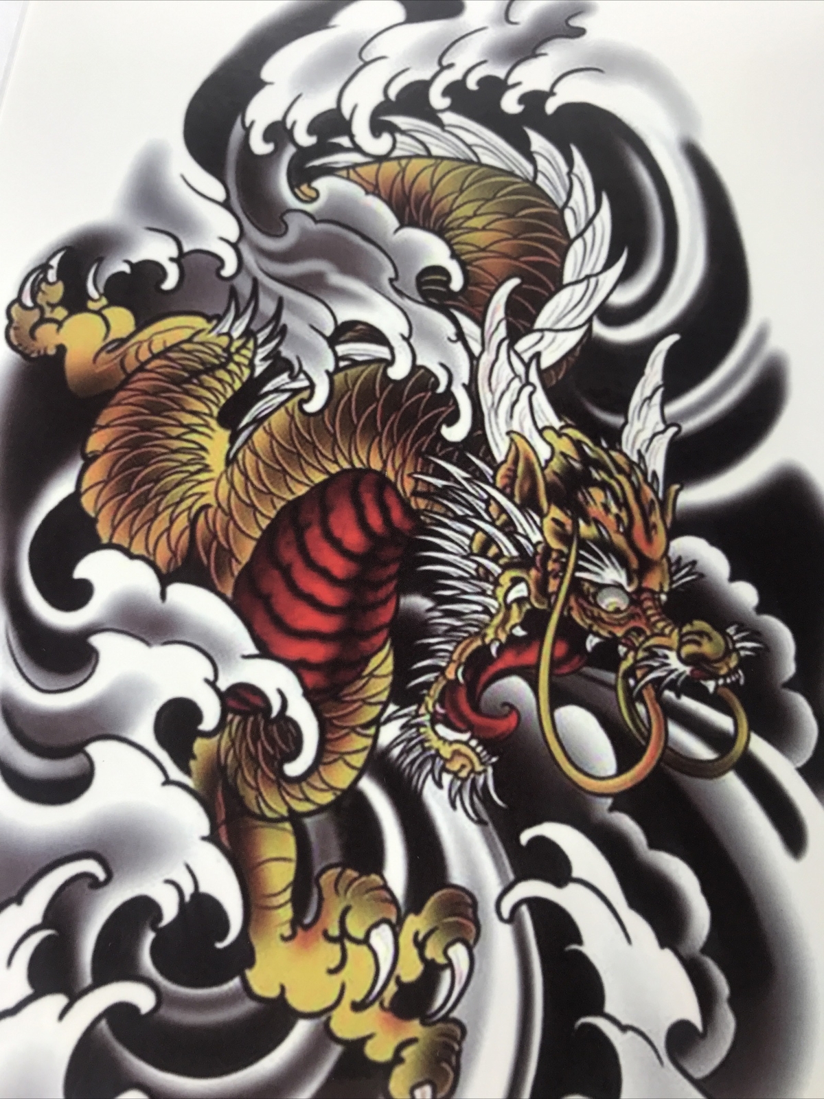 Mythical Creature Gold Red Tiger Monster Dragon 8 Inch Temporary Tattoo ...