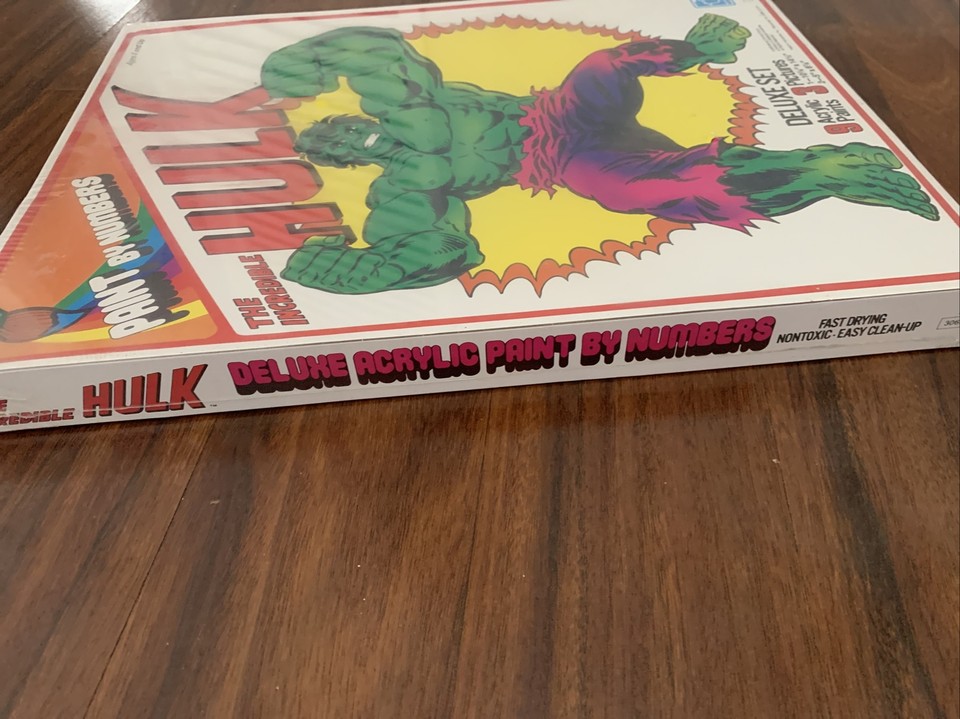 PAINT BY NUMBERS THE INCREDIBLE HULK DELUXE SET SEALED BOX HASBRO 1978 ...