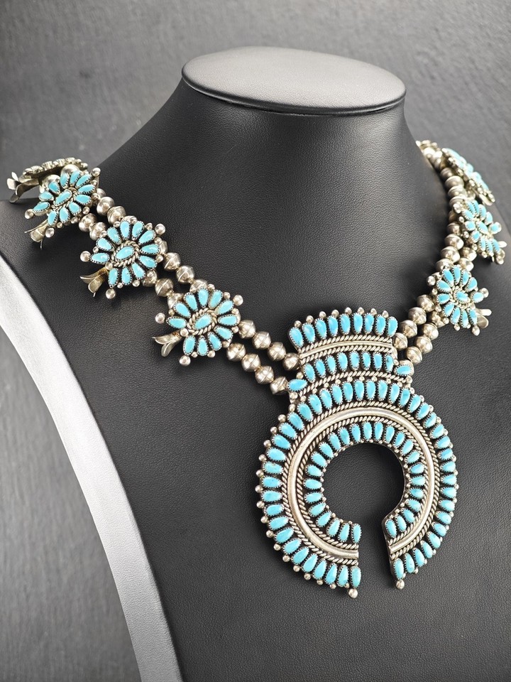 Alice Quam, Zuni, Native American Squash Blossom Necklace Sterling ...