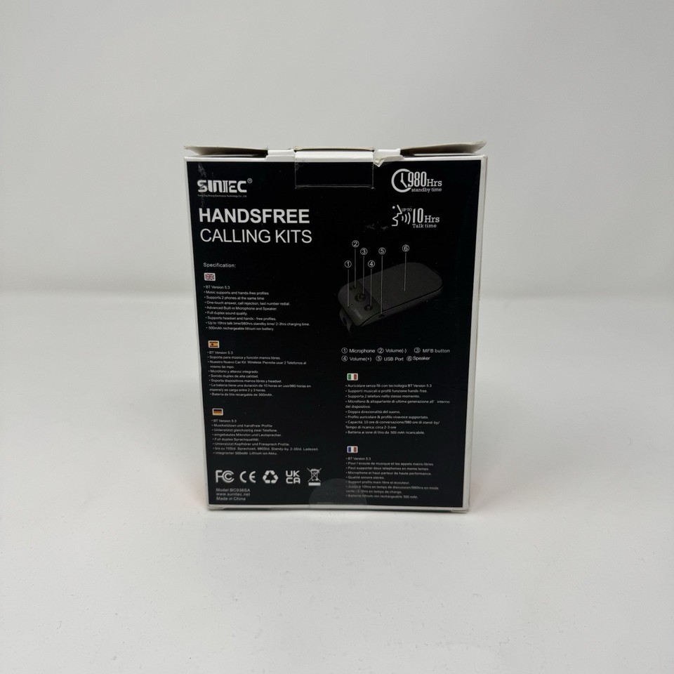 SUNIEC Handsfree Bluetooth Speaker Phone for Cell Phone Car Kit Hands ...