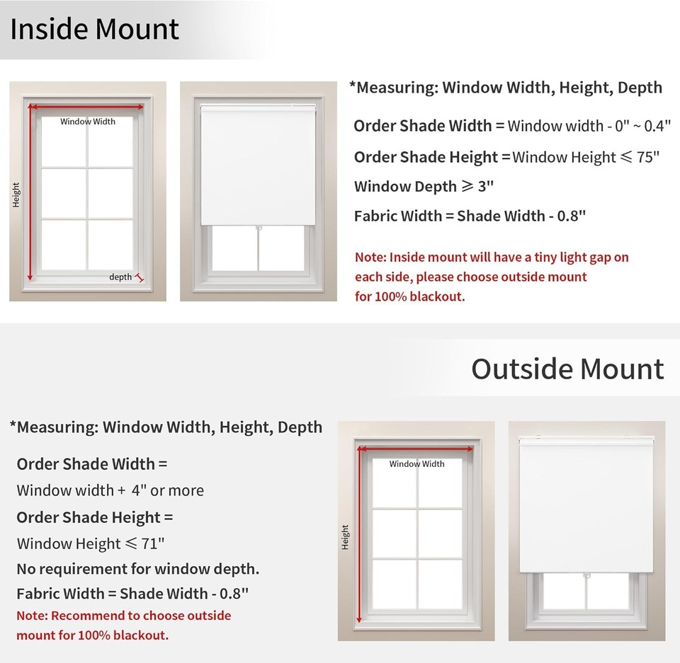 GENIMO 100% Blackout Roller Window Shades, Window Blinds Cordless with ...