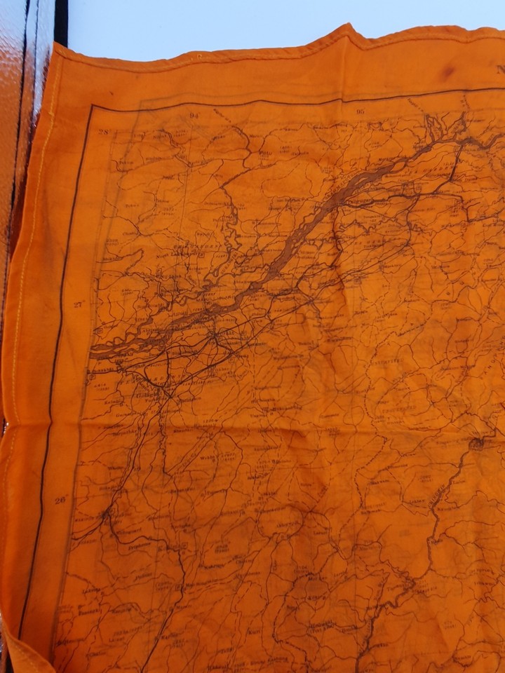 WW2 RAF Escape Map Rare Orange Silk Burma Chindits Double Sided c1944 ...