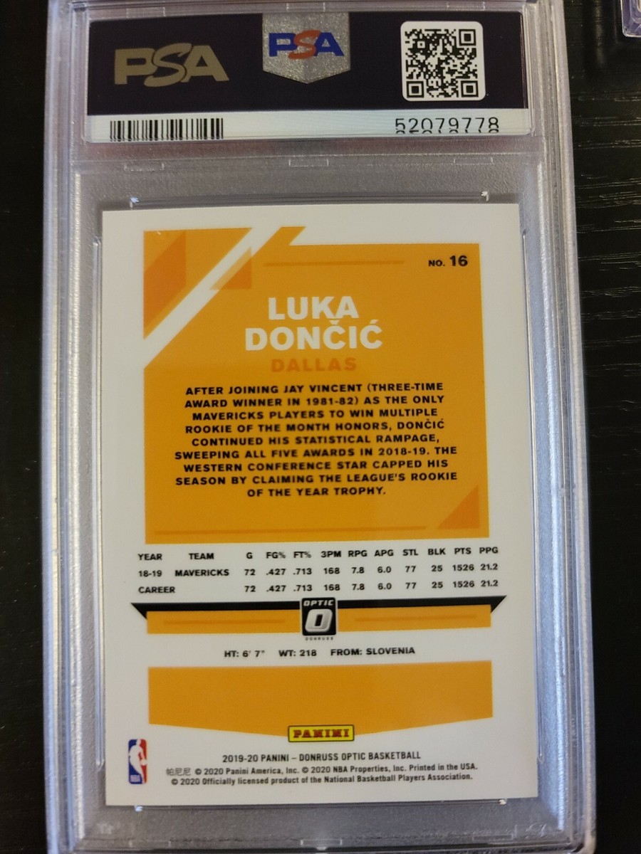 2019-20 Donruss Optic Basketball #16 Luka Doncic PSA 10 GEM 2019-20 Donruss Optic Basketball #16 Luka Doncic PSA 10 GEM