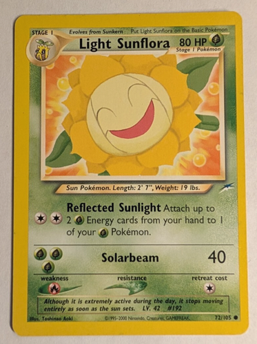 Lightly played, exc condition Pokémon Card Light Sunflora Neo Destiny ...