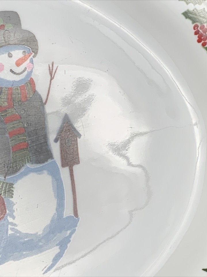 GEi Design Corp Christmas Snowman Platter Holly Berries White Red 14" X ...