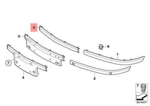 Genuine BMW 7 E65 E66 05-08 FRONT BUMPER NUMBER PLATE DELETE STRIP TRIM ...