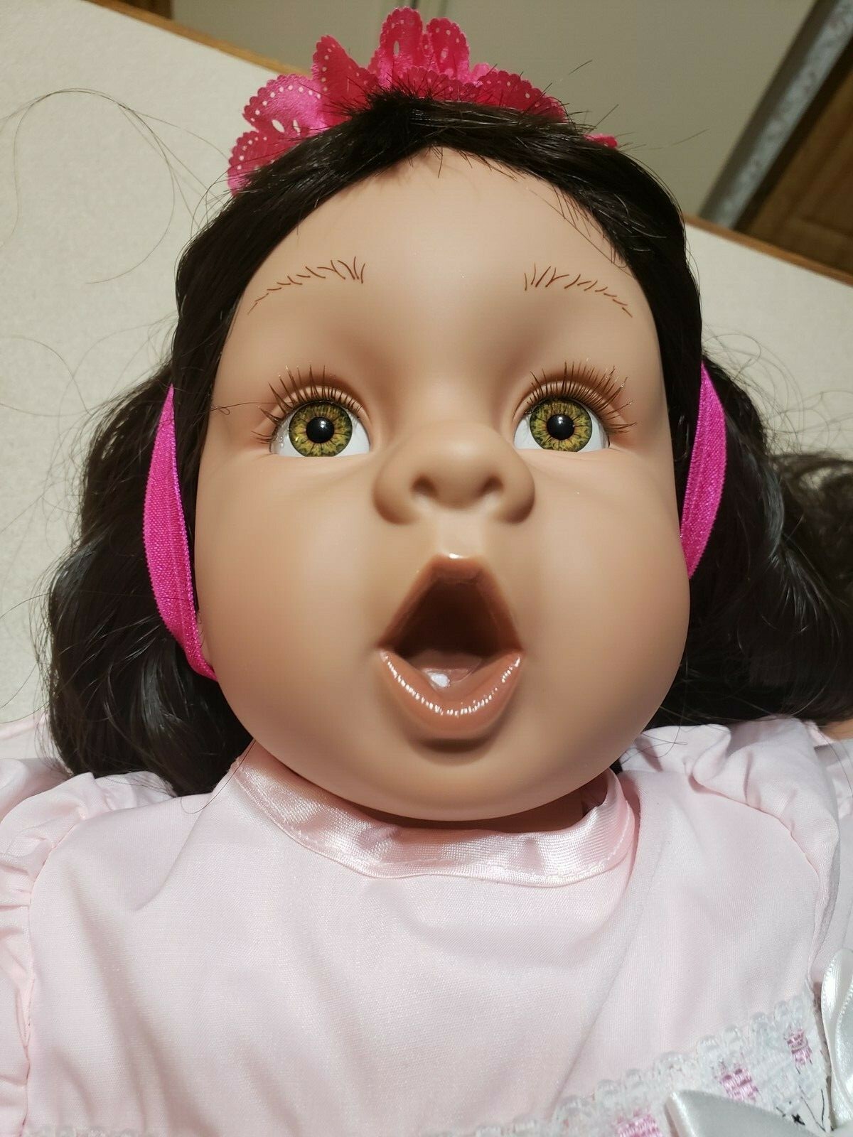 PAT SECRIST DOLL 1995 "OH MY" 22 TALL NEW LONG BLACK HUMAN HAIR BROWN ...