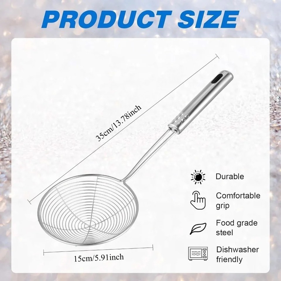 Spider Skimmer Strainer Ladle Deep Frying Chinese Spoon and Stainless ...