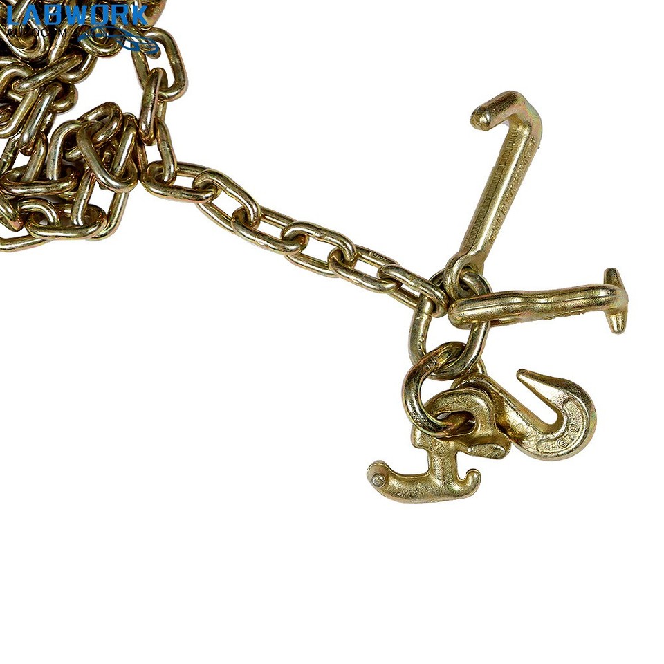 2 Pack 5/16'' × 10' G70 Transport Tow Chain J Hook Long Shank With Grab ...