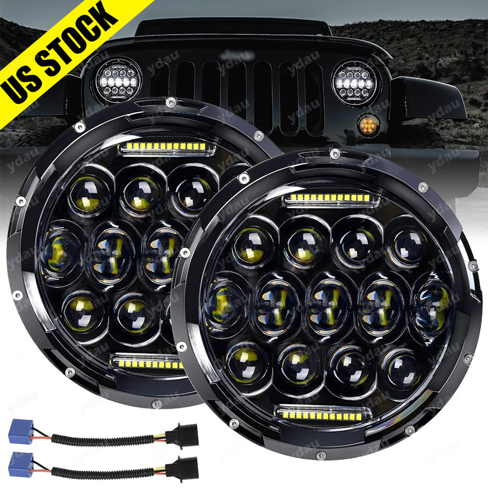 7" Inch LED Headlights Round for Jeep Wrangler JK LJ TJ CJ Sahara Sport ...
