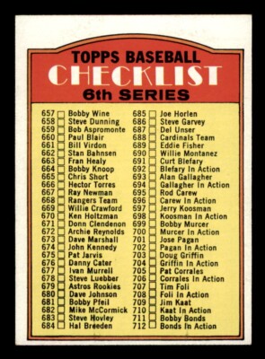 1972 Topps Baseball #604 6th Series Checklist (657-787) NM *d26 | eBay