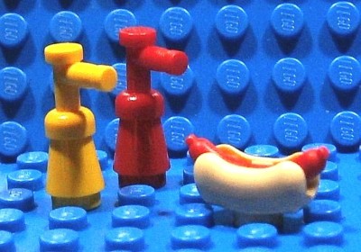 LEGO HOTDOG with BUN & Ketchup Mustard ~ Minifigure Food Hot Dog ...