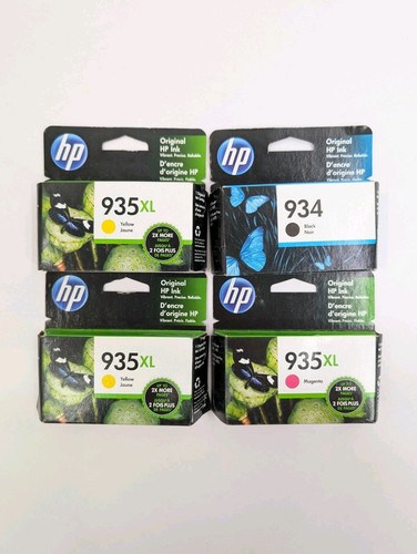 4 Lot Genuine HP 934 Black, 2x 935XL Yellow, & 935 Magenta Ink Printer ...