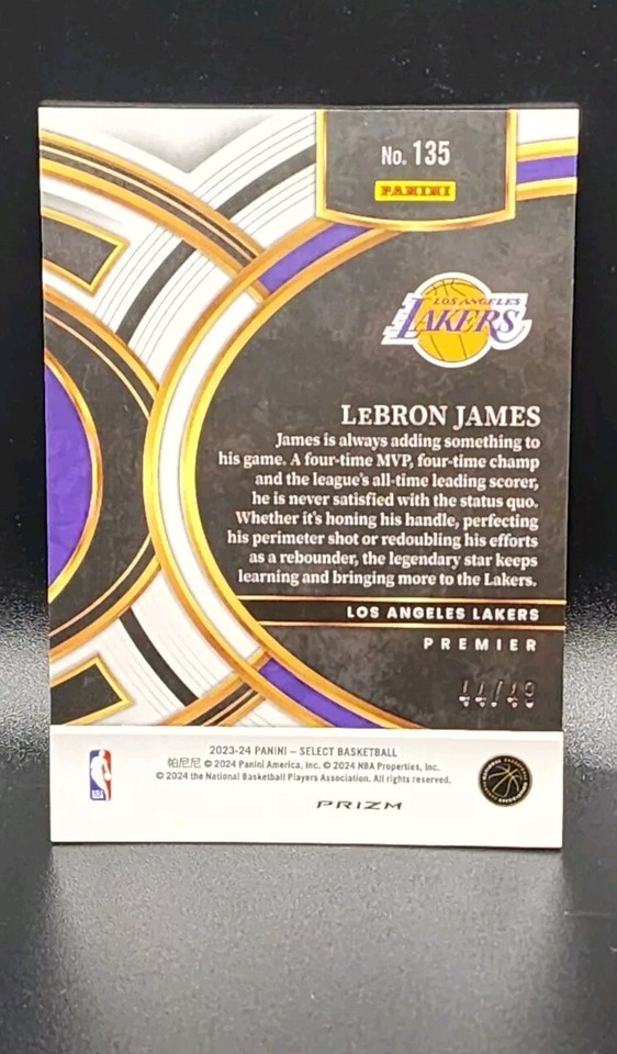 2023-24 Select - Premier Level Teal White Pink Prizm #135 LeBron James ...