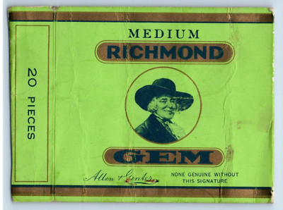 Vintage Medium Richmond Gem Empty Cigarette Pack Label F147E | eBay