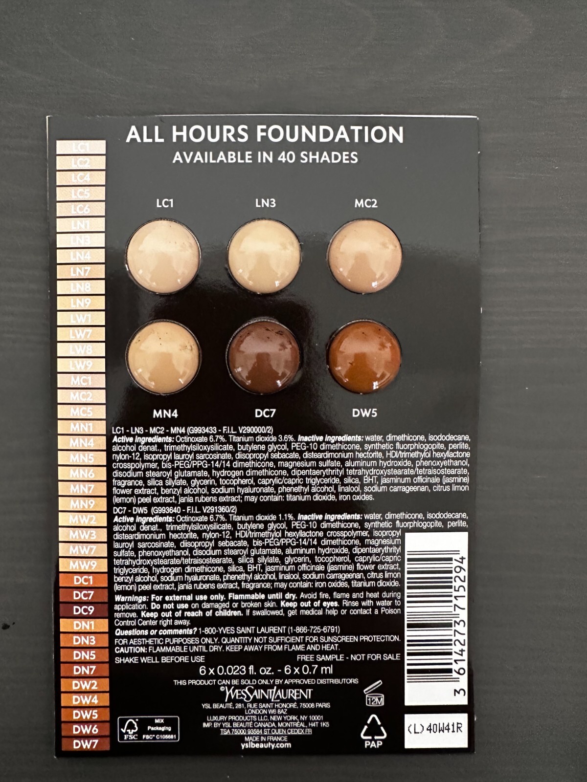 YSL All Hours Luminous Matte Foundation MN4 Shade Sample Pods - NEW ...