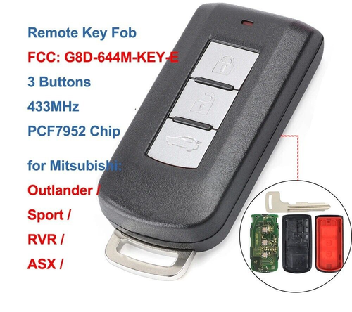Smart Remote Key Fob Replacement 3 Buttons 433Mhz PCF7952 for ...