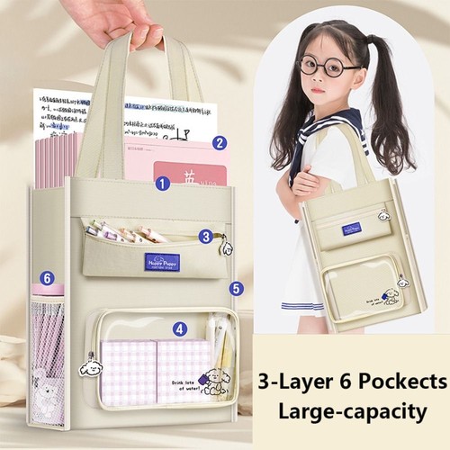 Large-capacity Students Handbag Canvas File Bag Learning Supplies | eBay
