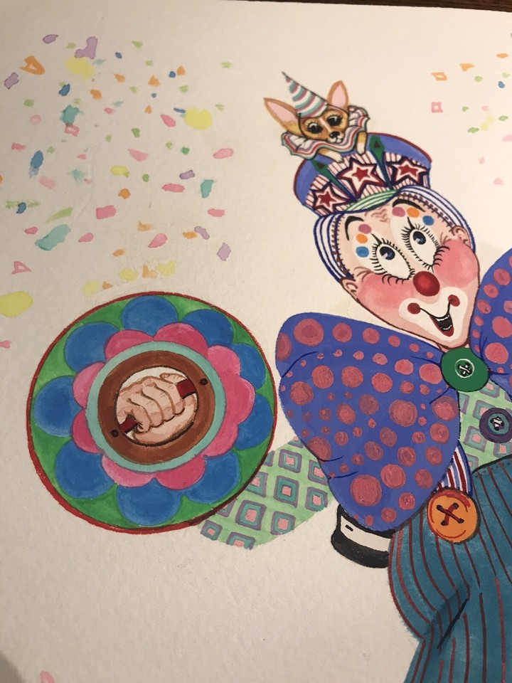 2003 Original “Oopsie The Clown and Lil Tizzy” WATERCOLOR painting ...