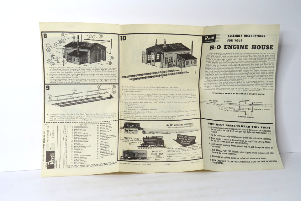 Revell 1959 Operating Engine House Model KIT UNBUILT T-9028 " OPEN BOX ...