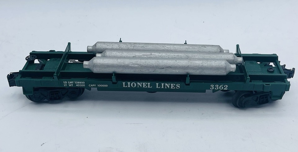POSTWAR LIONEL 3362 HELIUM TANK UNLOADING CAR w/ CRISP LETTERING & 3 ...