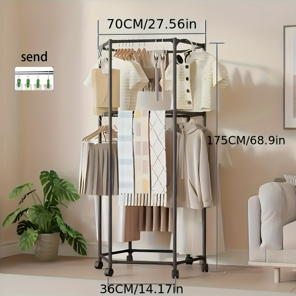 Compact Hexagonal Clothes Drying Stand - Durable Metal Base - Upright ...