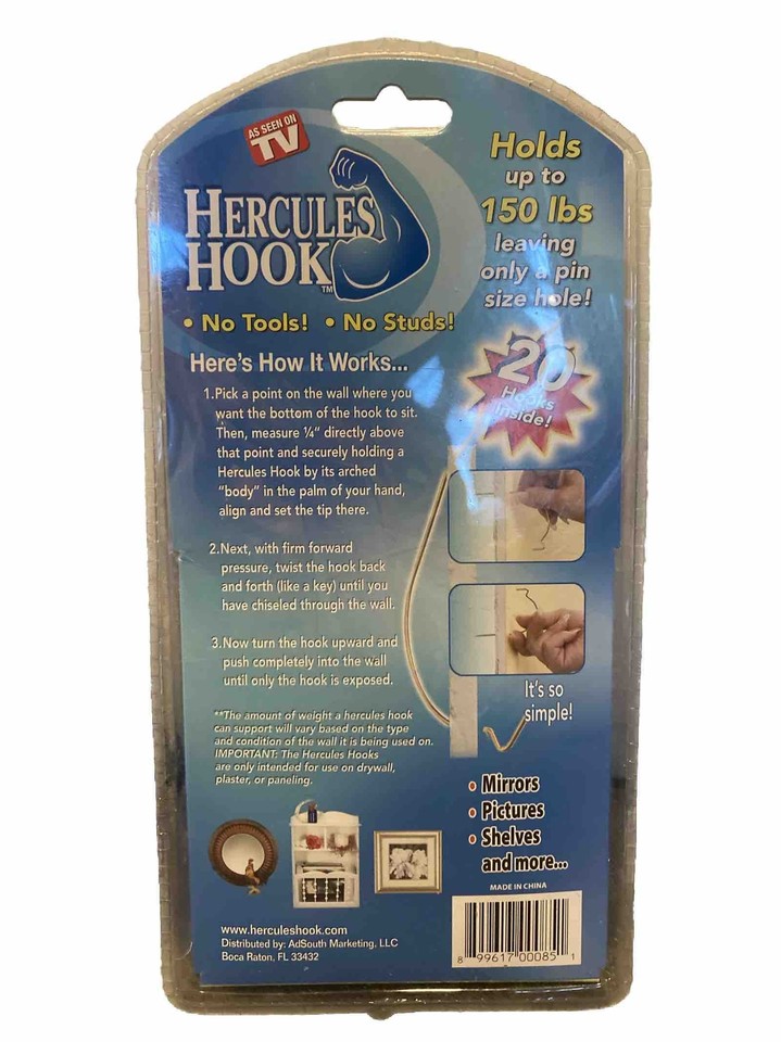 New Billy Mays Hercules Hooks 20 Drywall Hangers Bonus Laser As Seen On ...