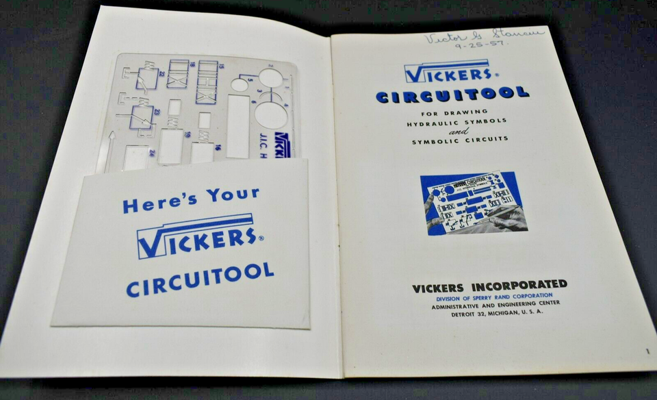 1952 Vickers Circuitool For Drawing Hydraulic Symbols & Symbolic ...
