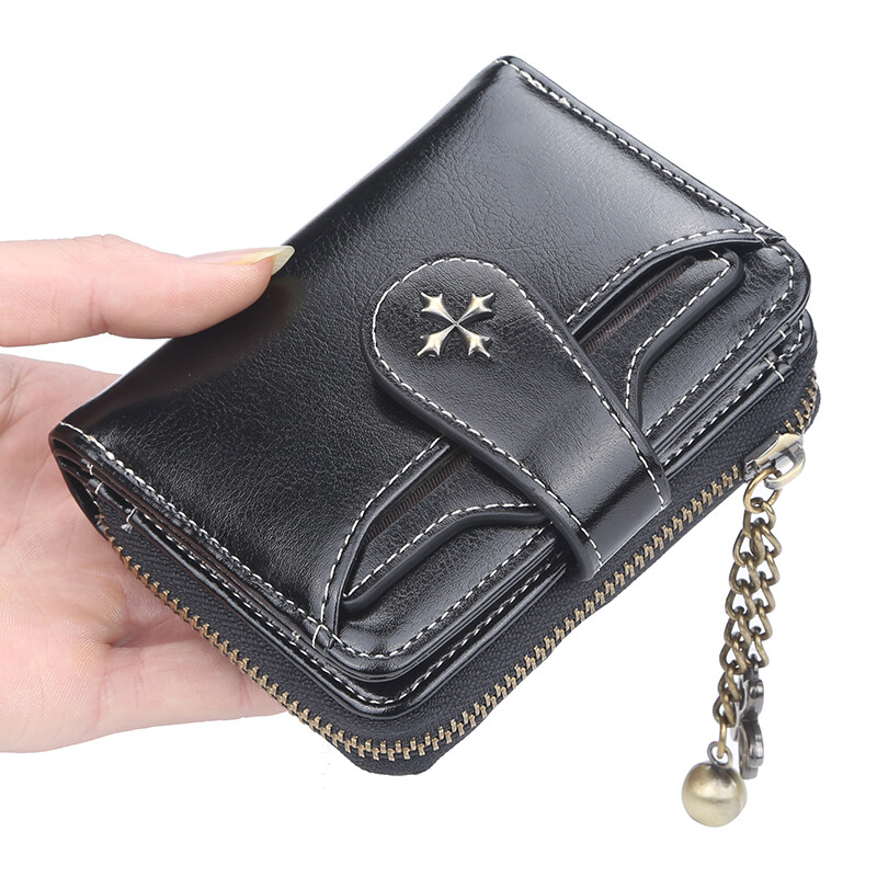 Womens Small Wallet Compact Bifold Leather Purse Card Holder Mini Purse ...