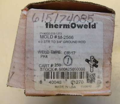 THERMOWELD P/N:M-2566 EXOTHERMIC MOLD CR-17 WELD TYPE 4/0 STR TO 3/4 ...