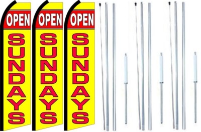 Open Sundays Swooper Flag With Complete Hybrid Pole set- 3 pack | eBay