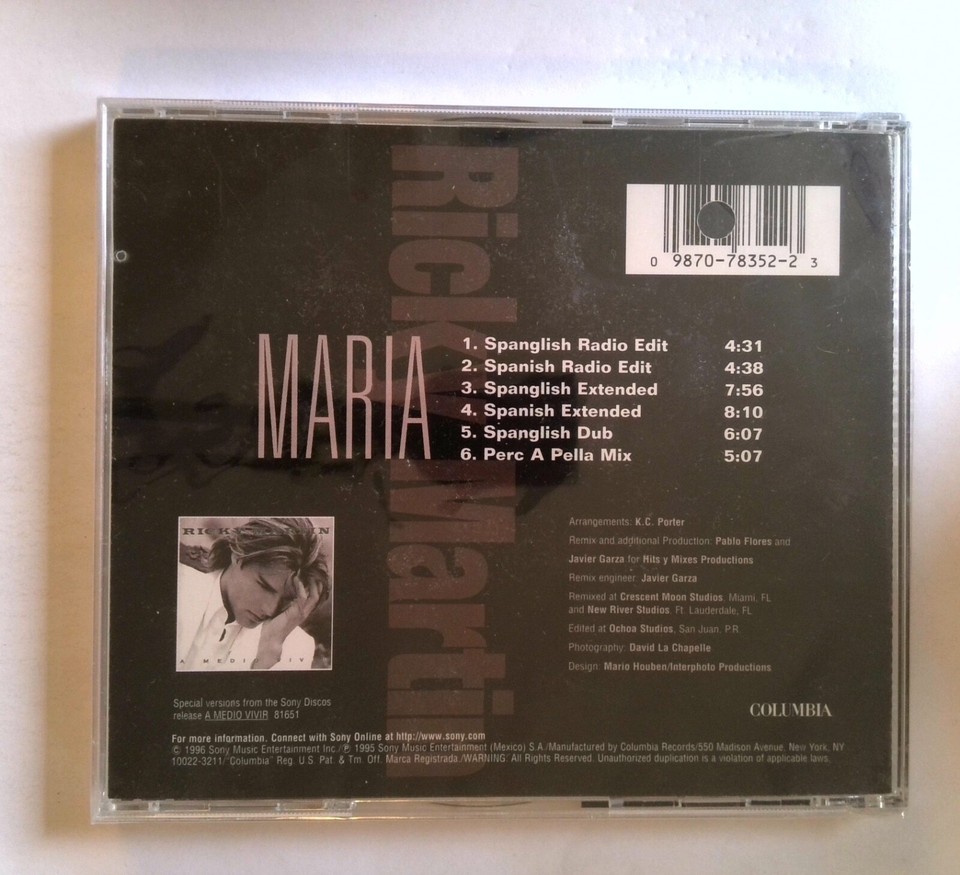 Ricky Martin, Maria [New Sealed CD] 98707835223| eBay